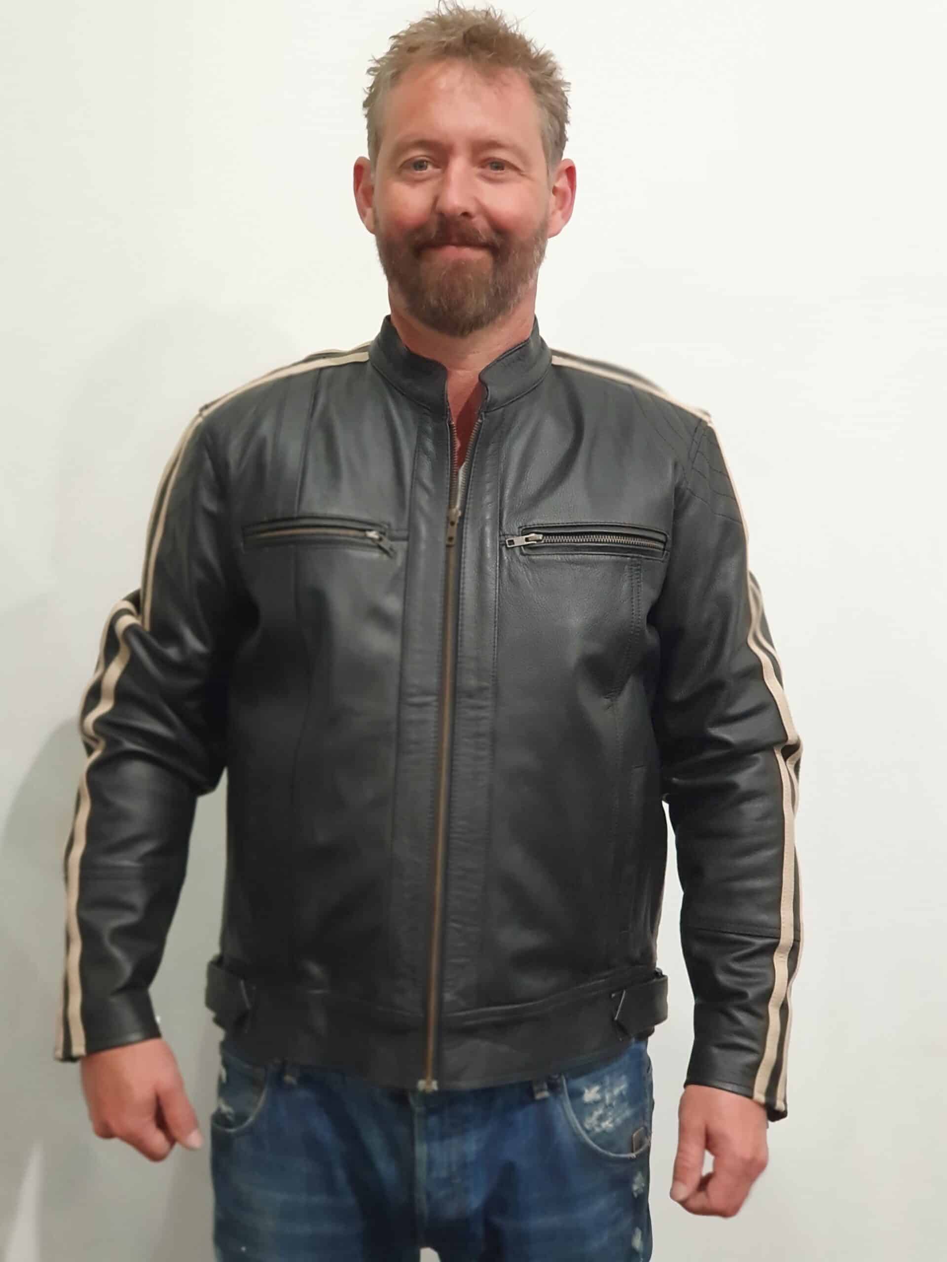 Striped Motorcycle Jacket - Motorcycle Leather Jacket - Buffalo ...