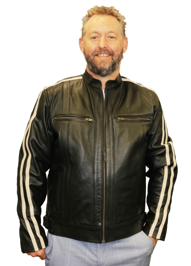 Striped Motorcycle Jacket - Motorcycle Leather Jacket - Buffalo ...