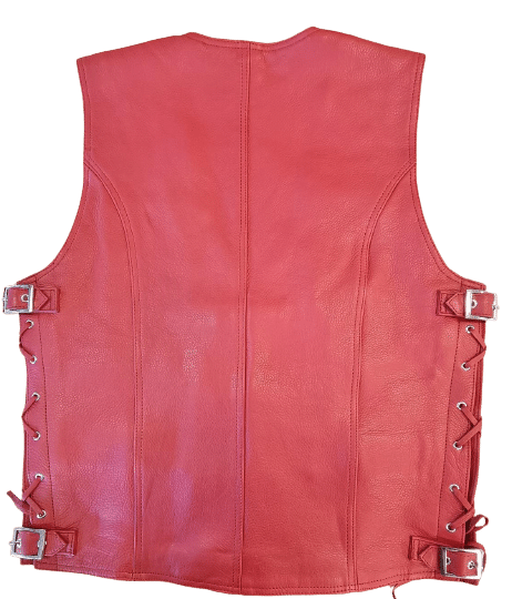 Men's Red Leather Vest - Motorcycle Leather Vest for Men & Women NZ