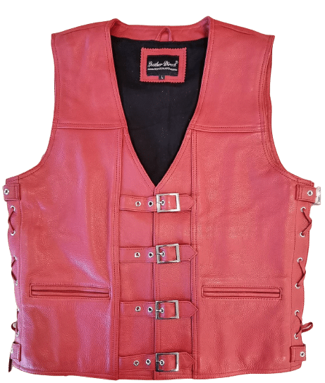 Men's Red Leather Vest - Motorcycle Leather Vest for Men & Women NZ