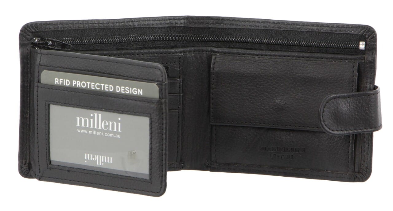 Milleni Black Leather Wallet - Leather Direct Leather Wallets New Zealand