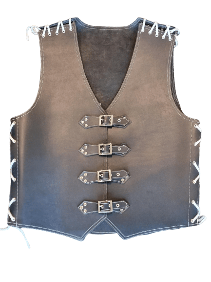Trucker Vest With White Stitching - Heavy Duty Buffalo Leather Vests