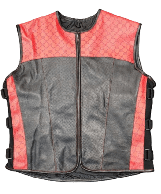 Swat Style Leather Vest Red - Leather Direct