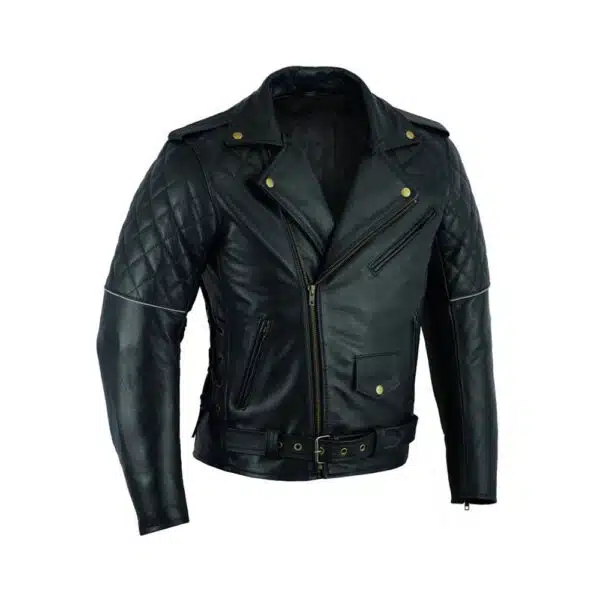 Motorcycle Leather Jacket with Side Laces - Leather Direct Leather Jackets